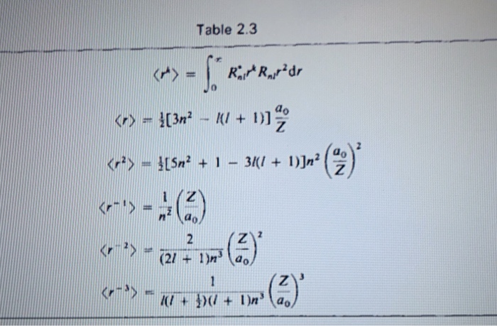 Solved 6 1 Use The Hydrogen Radial Wave Functions Of Table