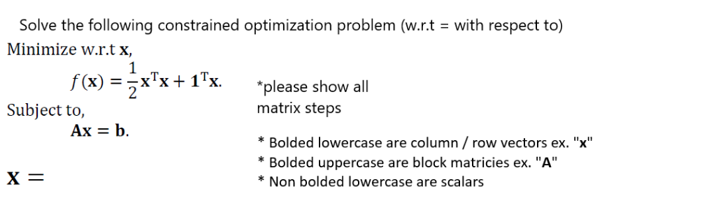 Solve the following constrained optimization problem | Chegg.com