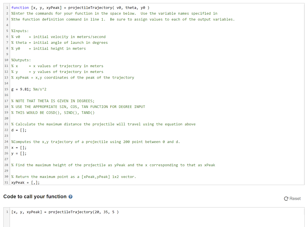 Solved Projectile motion (vector creation and use) My | Chegg.com