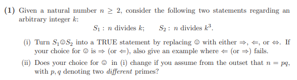 Solved (1) Given a natural number n≥2, consider the | Chegg.com