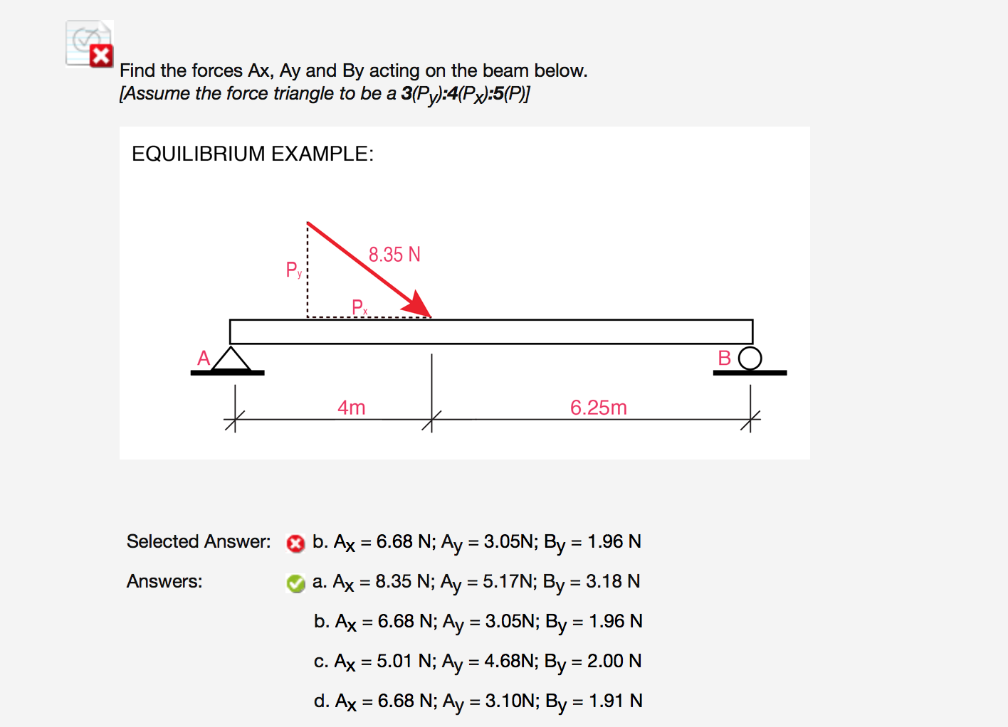 Solved Find the forces Ax, Ay and By acting on the beam | Chegg.com