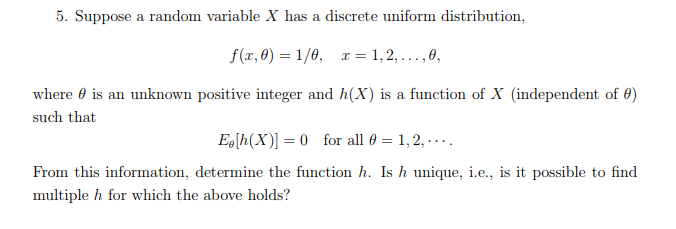 Solved 5. Suppose a random variable X has a discrete uniform | Chegg.com