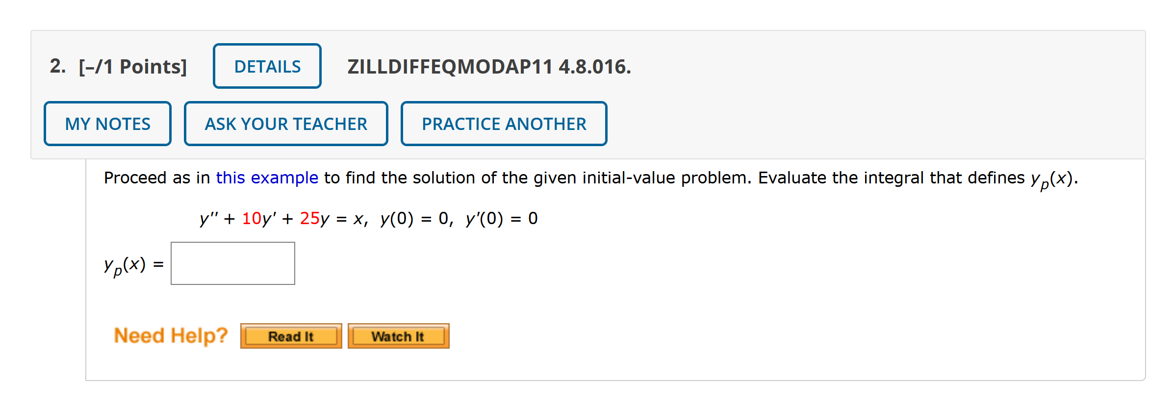 Solved 2. [-/1 Points] DETAILS ZILLDIFFEQMODAP11 4.8.016. MY | Chegg.com