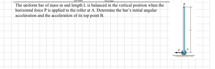 Solved The uniform bar of mass m and length L is balanced in | Chegg.com