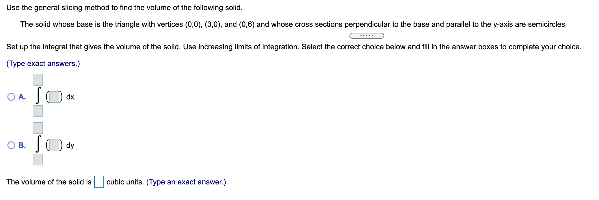 Solved Use the general slicing method to find the volume of | Chegg.com