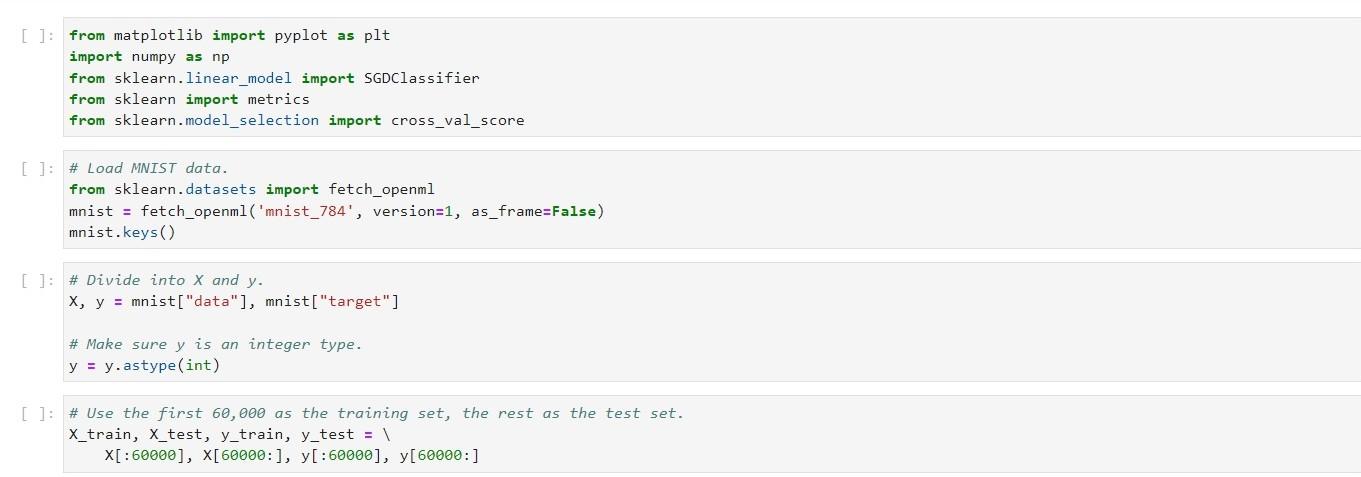 Solved I: \# Use the first 60,000 as the training set, the | Chegg.com