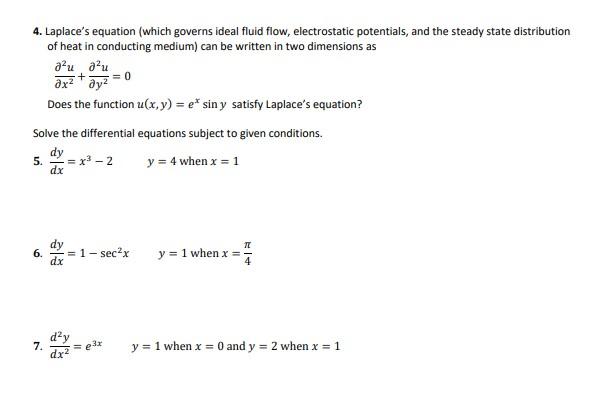 Solved 4. Laplace's equation (which governs ideal fluid | Chegg.com