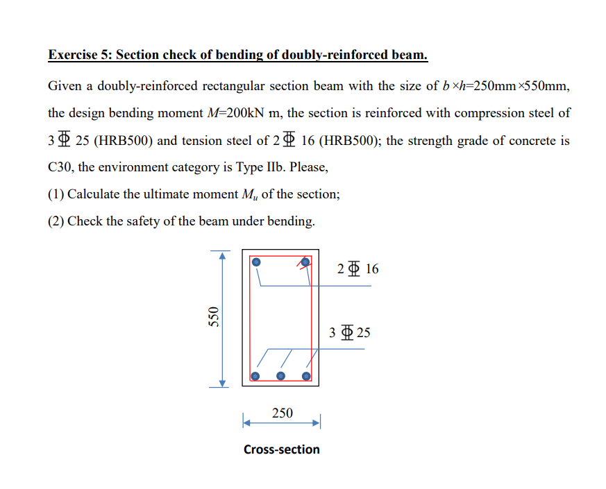 Solved Exercise 5: Section check of bending of | Chegg.com