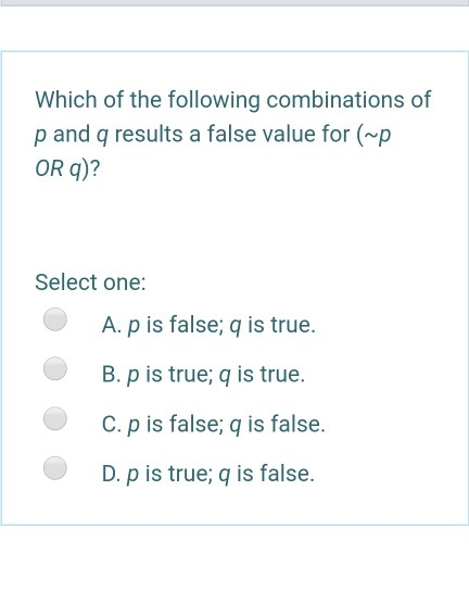 Which of the following combinations of p and g | Chegg.com