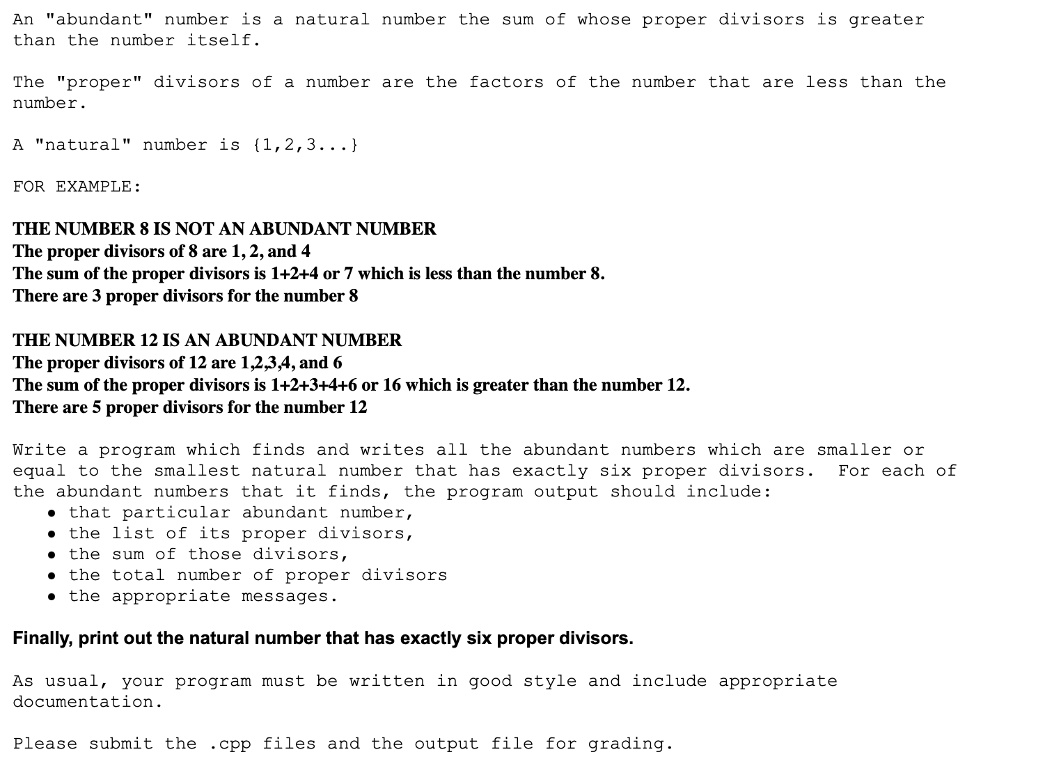 An "abundant" number is a natural number the sum of | Chegg.com