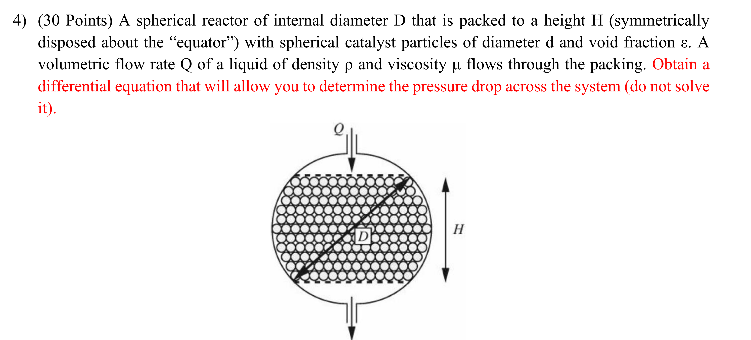 4) (30 Points) A spherical reactor of internal | Chegg.com
