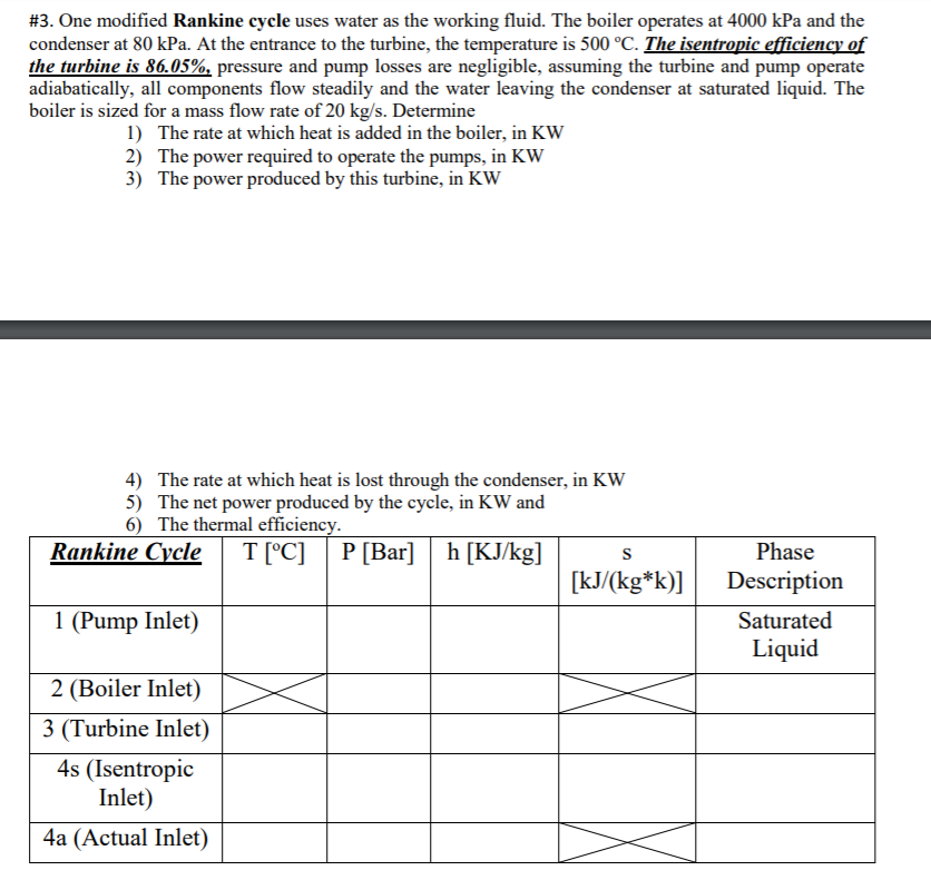 Solved . One modified Rankine cycle uses water as the | Chegg.com