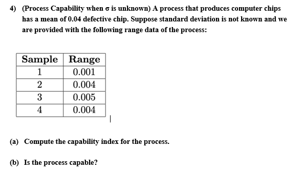 Solved (Process Capability when σ ﻿is unknown) ﻿A process | Chegg.com