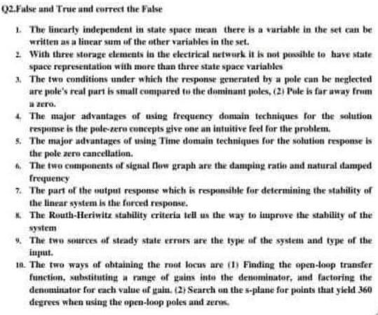 Solved 02. False und True and correct the False The tincurly | Chegg.com