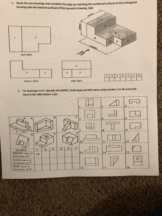 Solved 1. Study the two drawings and complete the table by | Chegg.com