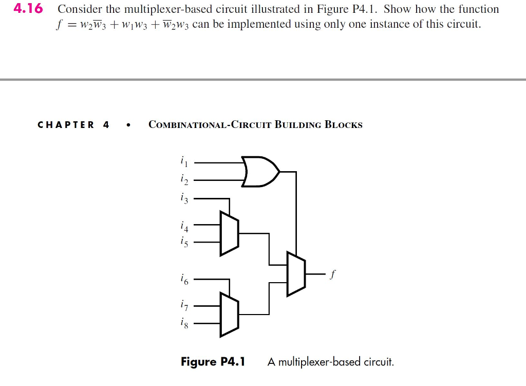 Solved 4.16 Consider the multiplexer-based circuit | Chegg.com