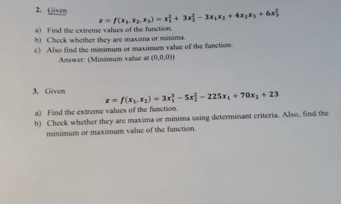 Solved 2. Given z=f(x1,x2,x3)=x12+3x22−3x1x2+4x2x3+6x32 a) | Chegg.com