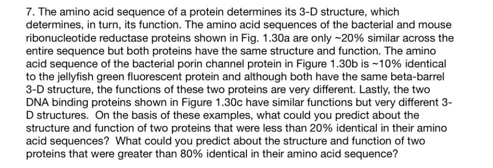 7. The amino acid sequence of a protein determines | Chegg.com