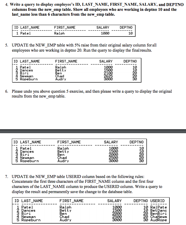 1. Please download new_emp.sql script from blackboard | Chegg.com