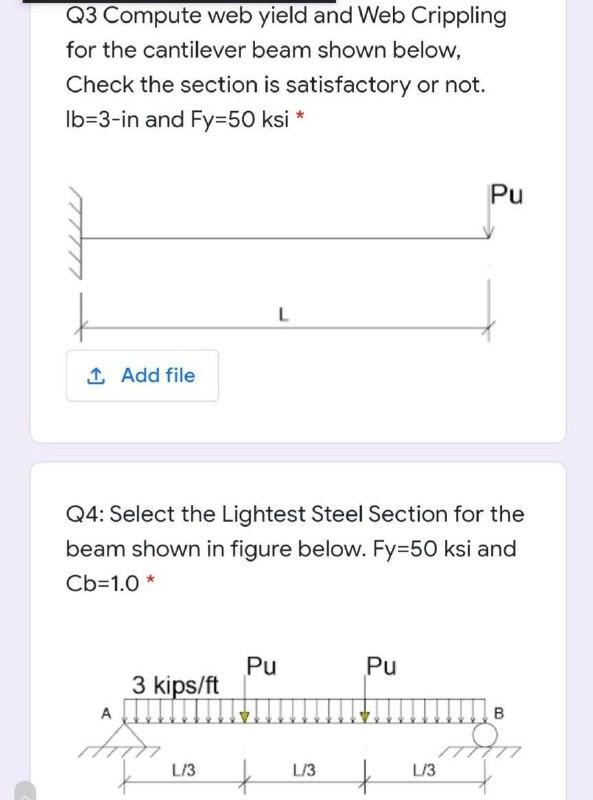 Q3 Compute web yield and Web Crippling for the | Chegg.com