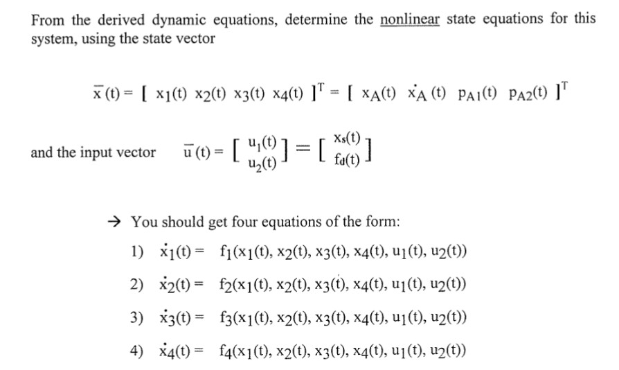 Solved From the derived dynamic equations, determine the | Chegg.com