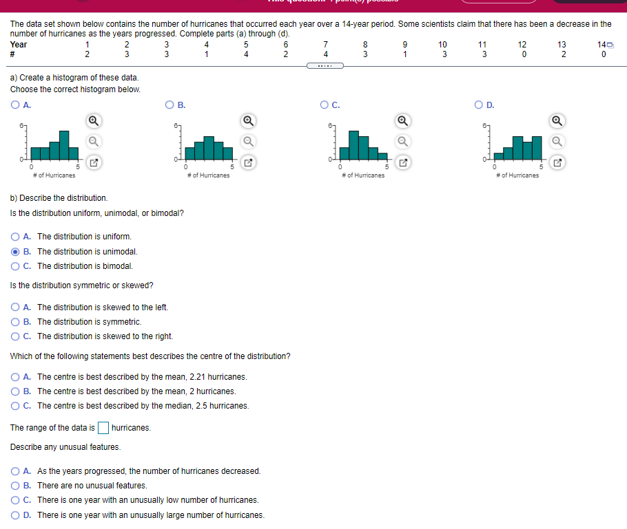 Solved The data set shown below contains the number of | Chegg.com