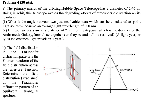 Solved Problem 4 (30 pts): a) The primary mirror of the | Chegg.com