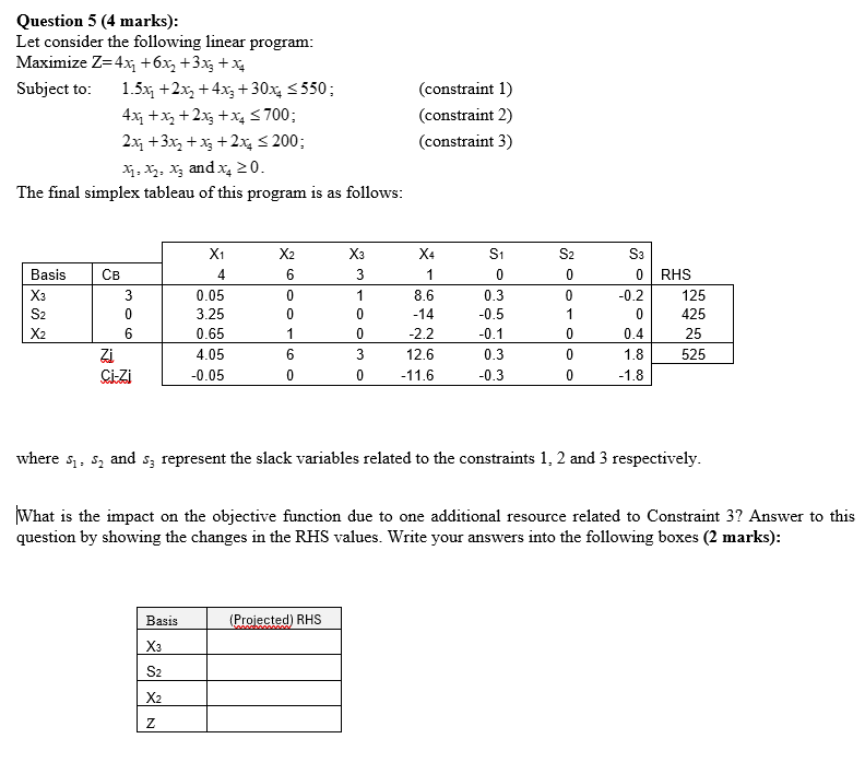 Solved Question 5 (4 ﻿marks):Let consider the following | Chegg.com