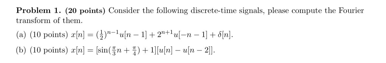 Solved Problem 1. (20 points) Consider the following | Chegg.com