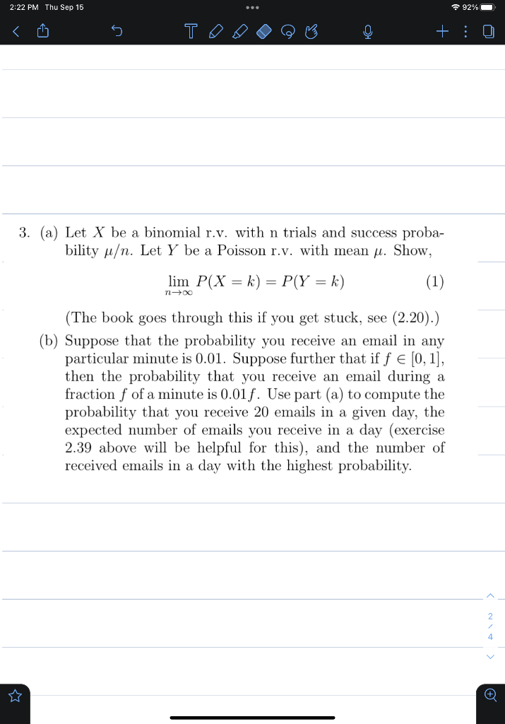 Solved 3. (a) Let X be a binomial r.v. with n trials and | Chegg.com