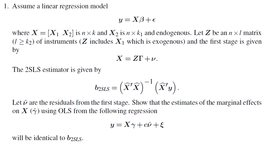 1. Assume a linear regression model y=Xβ+ϵ where | Chegg.com