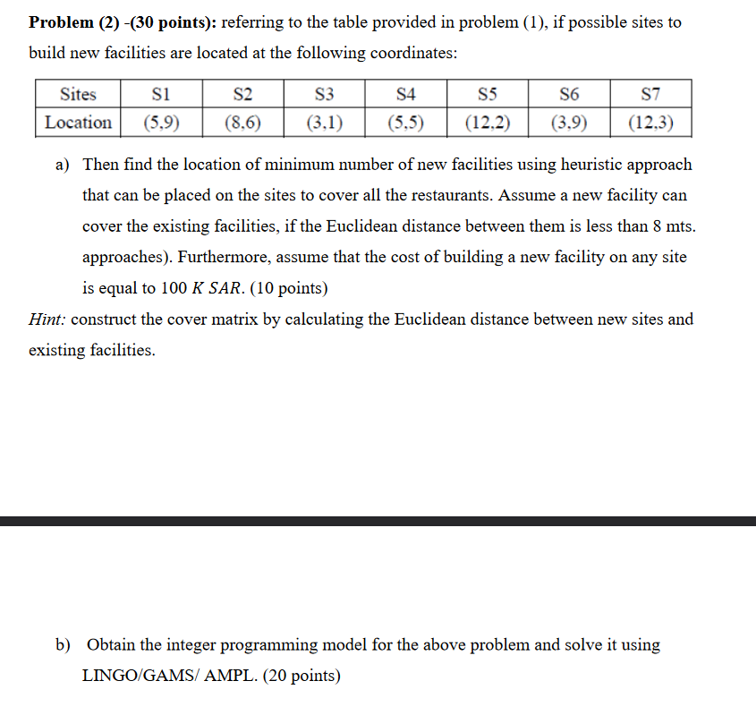 Problem (1) - (50 points): Consider the following | Chegg.com