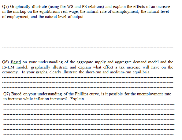 (5) Graphically illustrate (using the WS and PS | Chegg.com