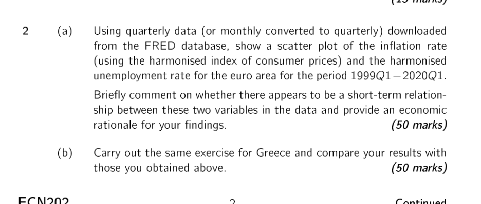 2 (a) Using quarterly data (or monthly converted to | Chegg.com