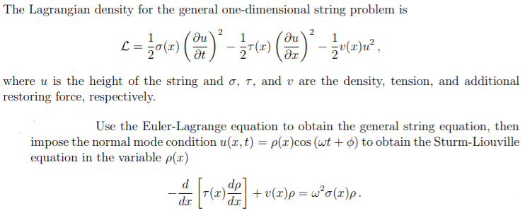 Solved The Lagrangian density for the general | Chegg.com