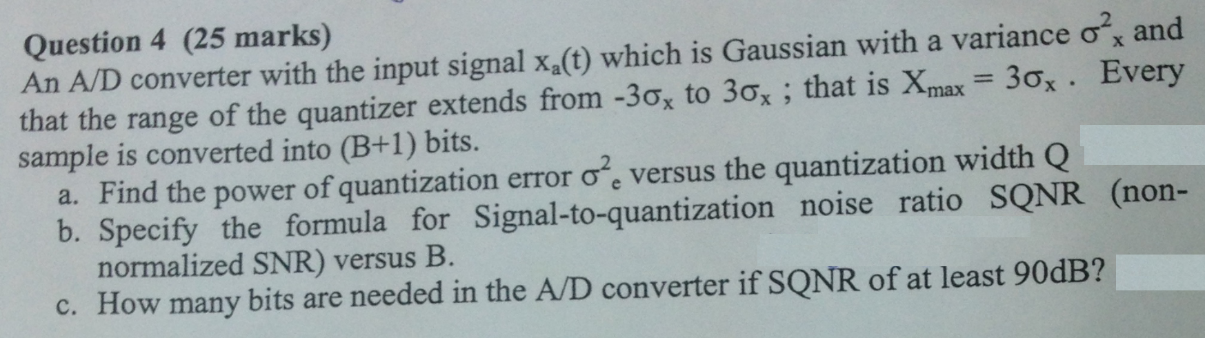 Solved Question 4 (25 marks) An A/D converter with the input | Chegg.com