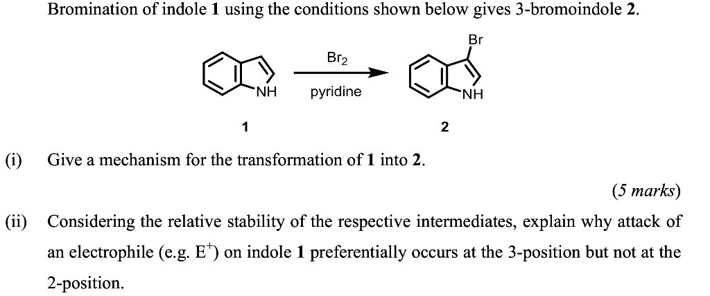 Solved Bromination of indole 1 using the conditions shown | Chegg.com