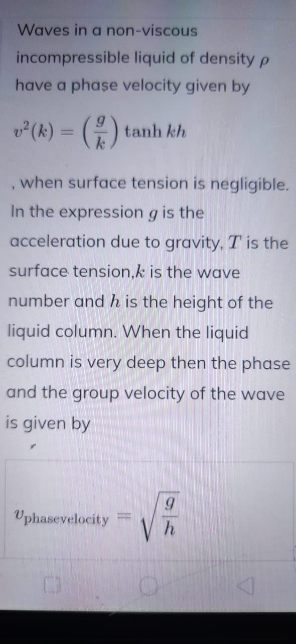 Solved Waves in a non-viscous incompressible liquid of | Chegg.com