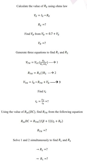 Solved R1 VCC Rsig Cc1 Vin 01 CC2 Vout Vsig R2 RE Figure 1: | Chegg.com