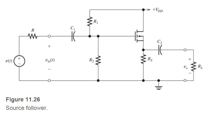 Solved *P11.56. Consider the source follower shown in Figure | Chegg.com