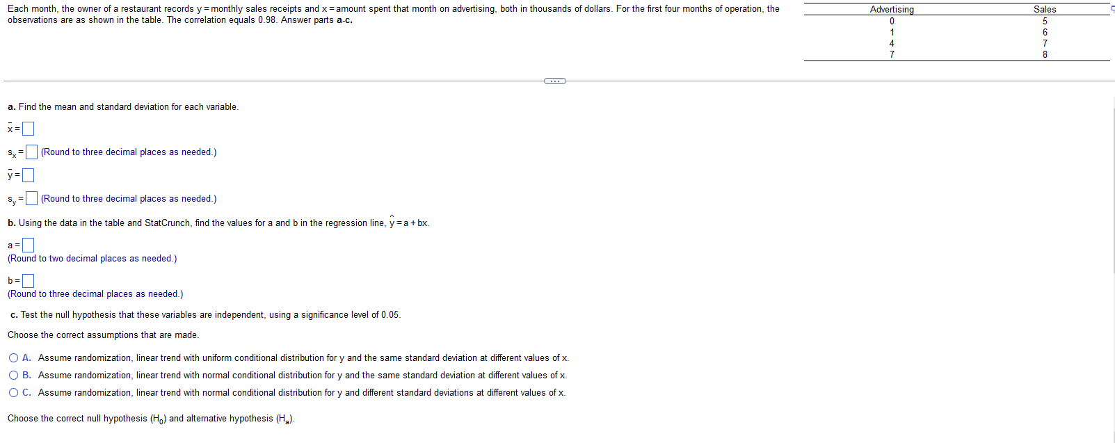 Solved Choose the correct null hypothesis (H0) and | Chegg.com