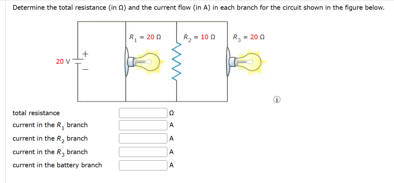 Solved total resistance current in the R1 branch current in | Chegg.com