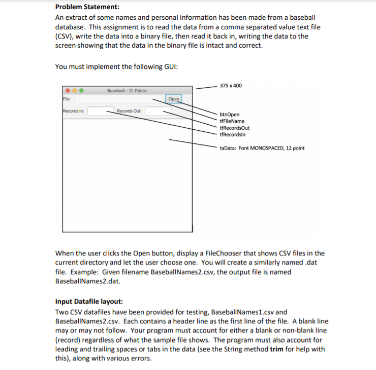Problem Statement: An extract of some names and | Chegg.com