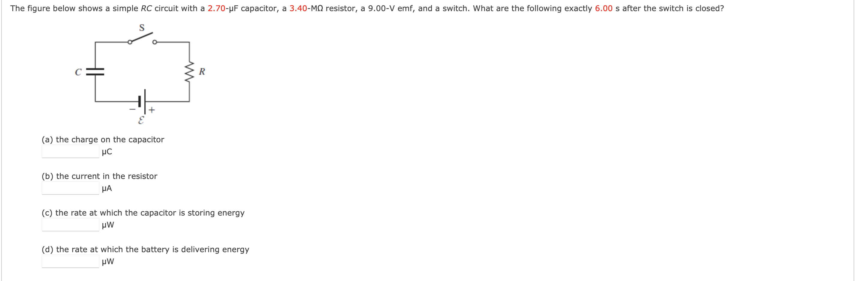Solved A The Charge On The Capacitor Mu Mathrm{c}