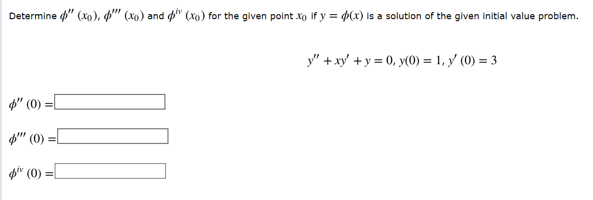 Solved Determine " (x0), d" (x0) and (x0) for the given | Chegg.com