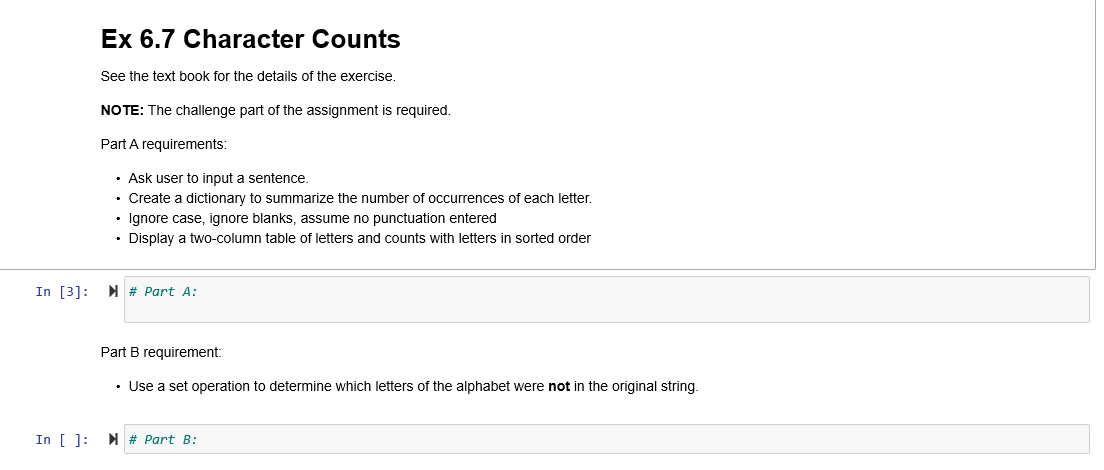 Solved 6.7 (CHARACTER COUNTS) Recall that strings are | Chegg.com