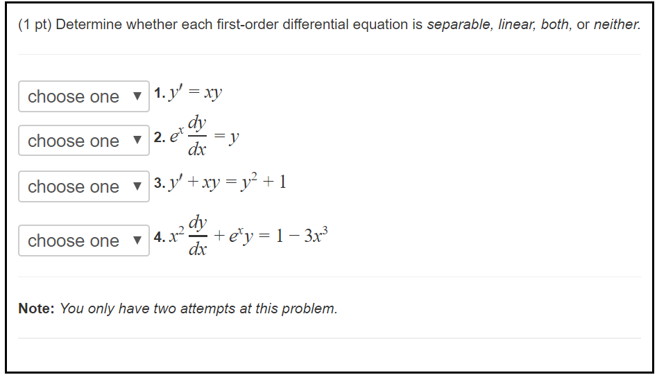 Solved Determine whether each first-order differential | Chegg.com