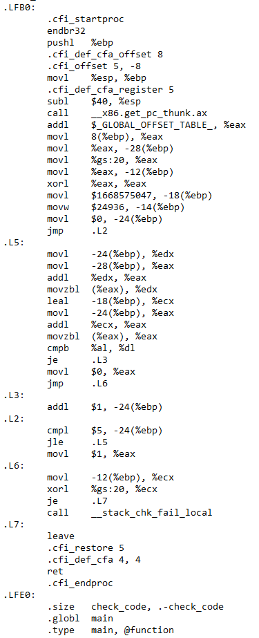 LFBO: .cfi_startproc endbr32 pushi %ebp | Chegg.com