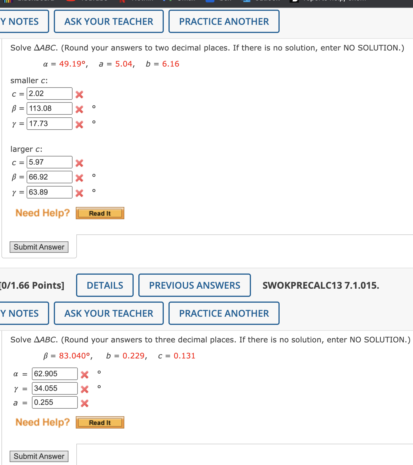 Solved Solve ABC. (Round your answers to two decimal | Chegg.com