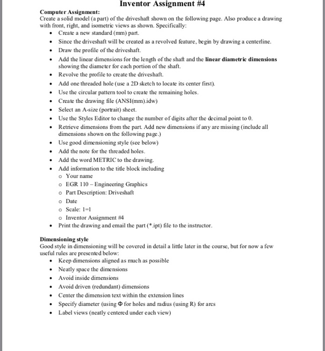 Inventor Assignment #4 Computer Assignment: Create a | Chegg.com